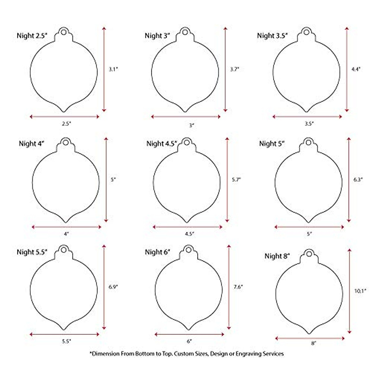 25 Wood Christmas Ornaments Blanks Night 3/16" Thick (Select Size) (4")