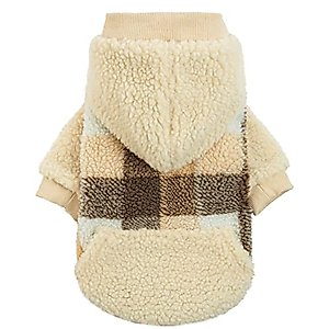 Kuoser Thermal Dog Coat Puppy Fleece Winter Clothes, Dogs Hoodie Pet Warm Pullover Jackets with Leash Hole, Doggie Soft Pajamas Cat Apparel, XXS - L