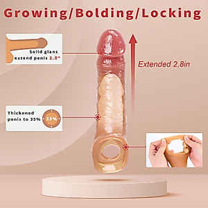 Vibrating Penis Sleeve Extender with Remote Control - 10 Modes, Cock Ring, for Men & Couples