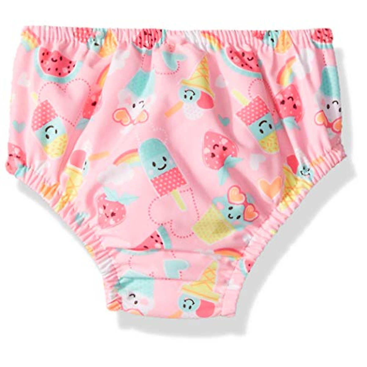 Swim Time Girls' Reusable Swim Diaper UPF 50+ with Side Snaps, Pink ice Cream/Watermelon, X-Large
