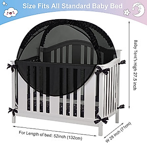 Safety Crib Net to Keep Baby in Black Pop up Crib Cover to Keep Baby from Climbing Out Blackout Crib Cover Mosquitero Net for Baby Travel Easy
