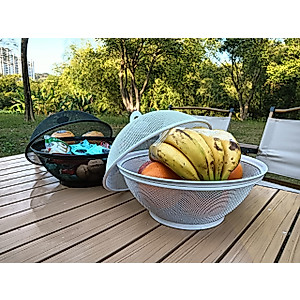 Mesh Wire Fruit Basket with Lid for Vegetables, Restaurant Kitchen Produce Containers Φ10.7" 2 Colors (White + Black) Total 2 Pack