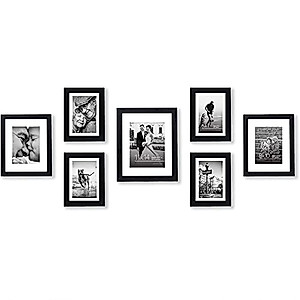 Americanflat 7 Pack Black Gallery Wall Frame Set - Includes One 11x14 Frame, Two 8x10 Frames, and Four 5x7 Frames - Picture Frames Collage Wall Decor with Shatter Resistant Glass and Hanging Hardware