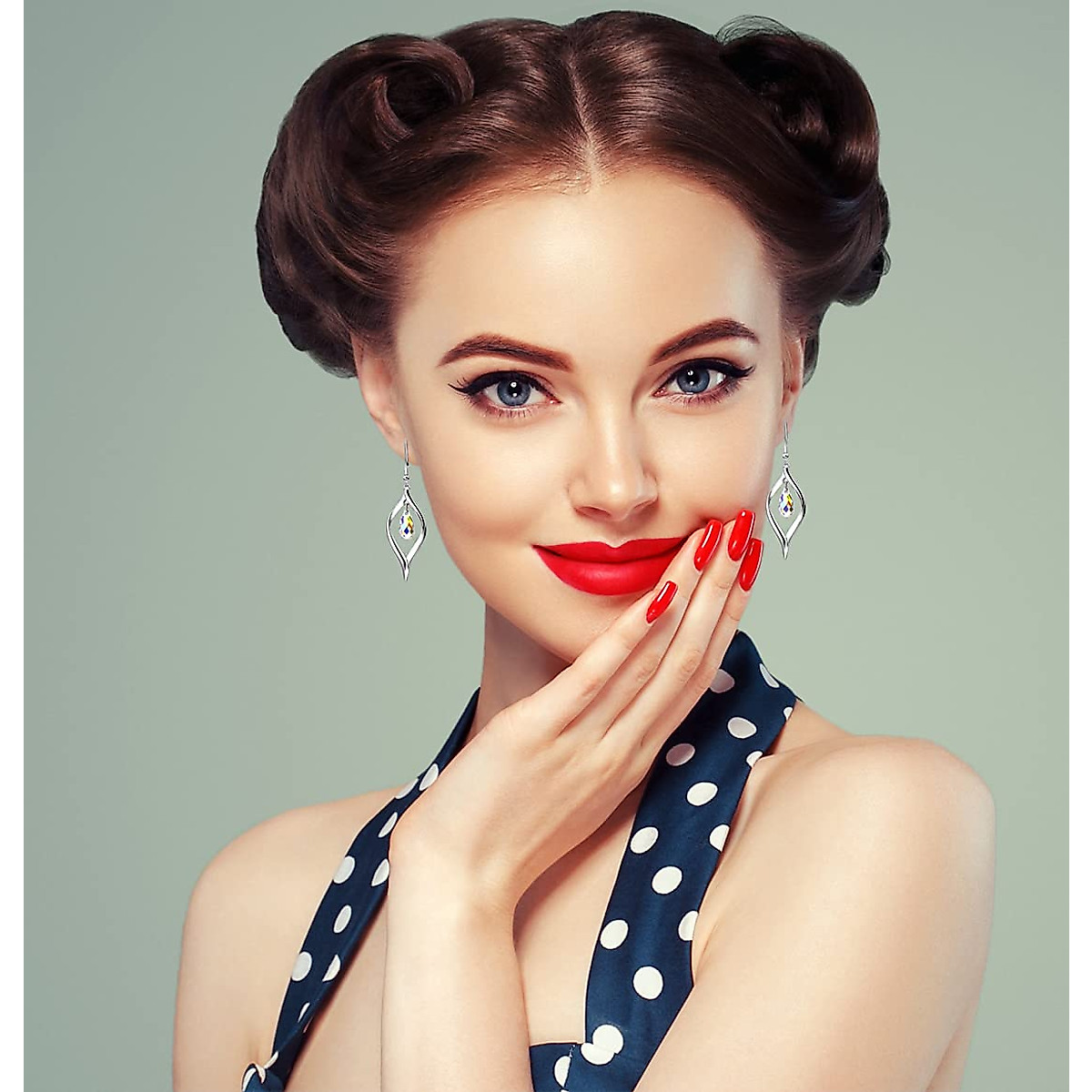 Fashion Swarovski Crystal Twist Leaf 925 Sterling Silver Drop Earrings for Women in Gold-plated