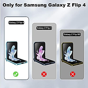 for Samsung Z Flip 4 Leather Case: Spring Hinge Protection & Camera Lens Protector Metal Volume Key Protective Slim Thin Shockproof Phone Case for Galaxy Z-Flip4 5G (Blue)