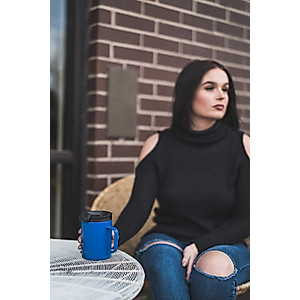 Simple Modern Travel Coffee Cup with Lid and Handle | Reusable Insulated Stainless Steel Iced Coffee Mug Cold Brew Tumbler and Tea Cup | Scout Collection | 12oz | Midnight Black