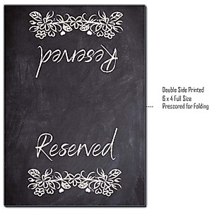 15 Reserved Signs for Tables Wedding Reception | Reserved Table Cards | Table Setting Cards |Vintage Chalk Design | 4 x 6 Double Sided Print | Party Events
