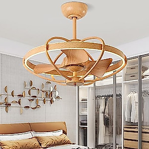 Ceiling Fans with Lights, Indoor Ceiling Fan with Reversible DC Motor, for Patio Bedroom Living Room (Size : 64cm/25in)