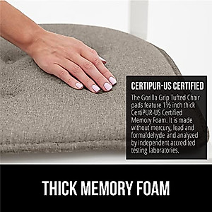 Gorilla Grip Tufted Memory Foam Chair Cushions, Set of 6 Comfortable Pads for Dining Room, Slip Resistant Backing, Washable Kitchen Table, Office Chairs, Computer Desk Seat Pad Cushion, 16x17 Beige