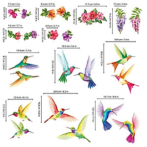 DECOWALL DS-8060 Tropical Flowers and Hummingbirds Wall Decals Stickers Room Bedroom Living décor Art Bird murals Removable Leaf Tree Vinyl Nursery Stick Window Home Peel DIY Kids Flying Decorations