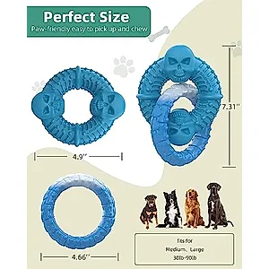 Boutiray Dog Chew Toys for Aggressive Chewers Large Breed, Indestructible Tough Dog Toys for Medium Large Dogs Natural Rubber & Nylon Durable Interactive Toys for Teething Cleaning