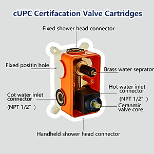 Anksaysh 8 Inch Shower System with Tub Spout, Black Shower Faucet Set for Bathroom, Square High Pressure Shower Head, 2-Setting Handheld Faucets Sets, Wall Mounted Rainfall Shower Valve Kit