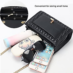Shoulder Bag for Women Small Crossbody Purse Leather Fashion Handbags with Chain Strap, black