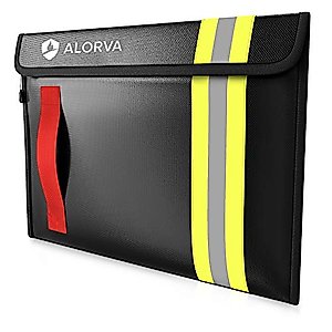 Alorva Fireproof & Water-Resistant Document Bag – 15.5 x 11 x 3-inch Pouch for Legal Documents & Valuables - Double-Layered Zippered Protection – Firefighter Designed (Black)
