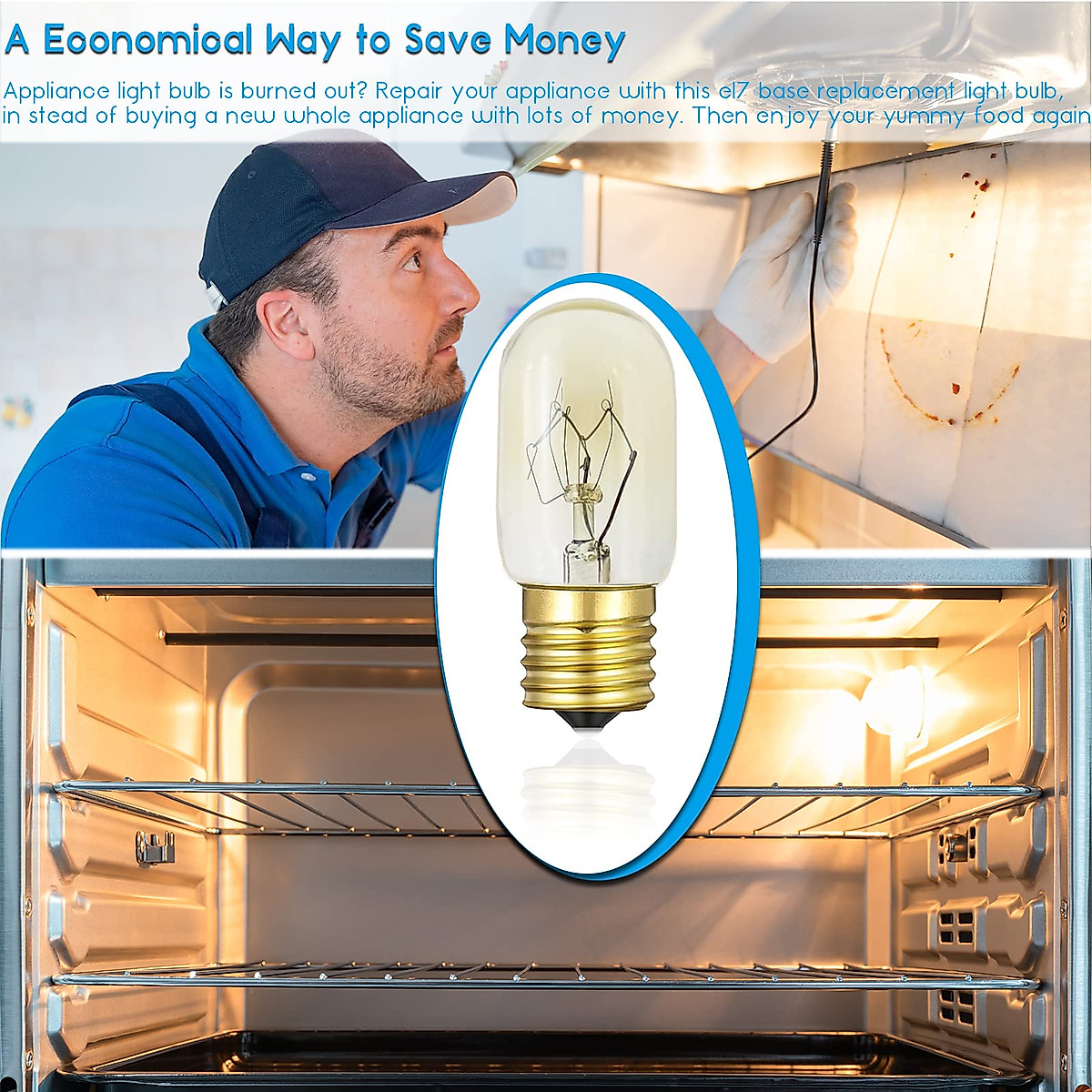 MEQIQTEK Whirlpool Microwave Light Bulb 40Watt - Microwave Light Bulbs Under Hood - E17 Intermediate Base Replacement Bulbs for Over Stove Appliance Refrigerator - 40W Dimmable Warmwhite Pack of 4