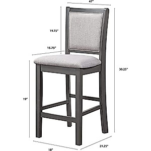 New Classic Furniture Amy Kitchen Counter Island Dining Table for 4 with Storage Shelf & USB Chargers, Contemporary Gray