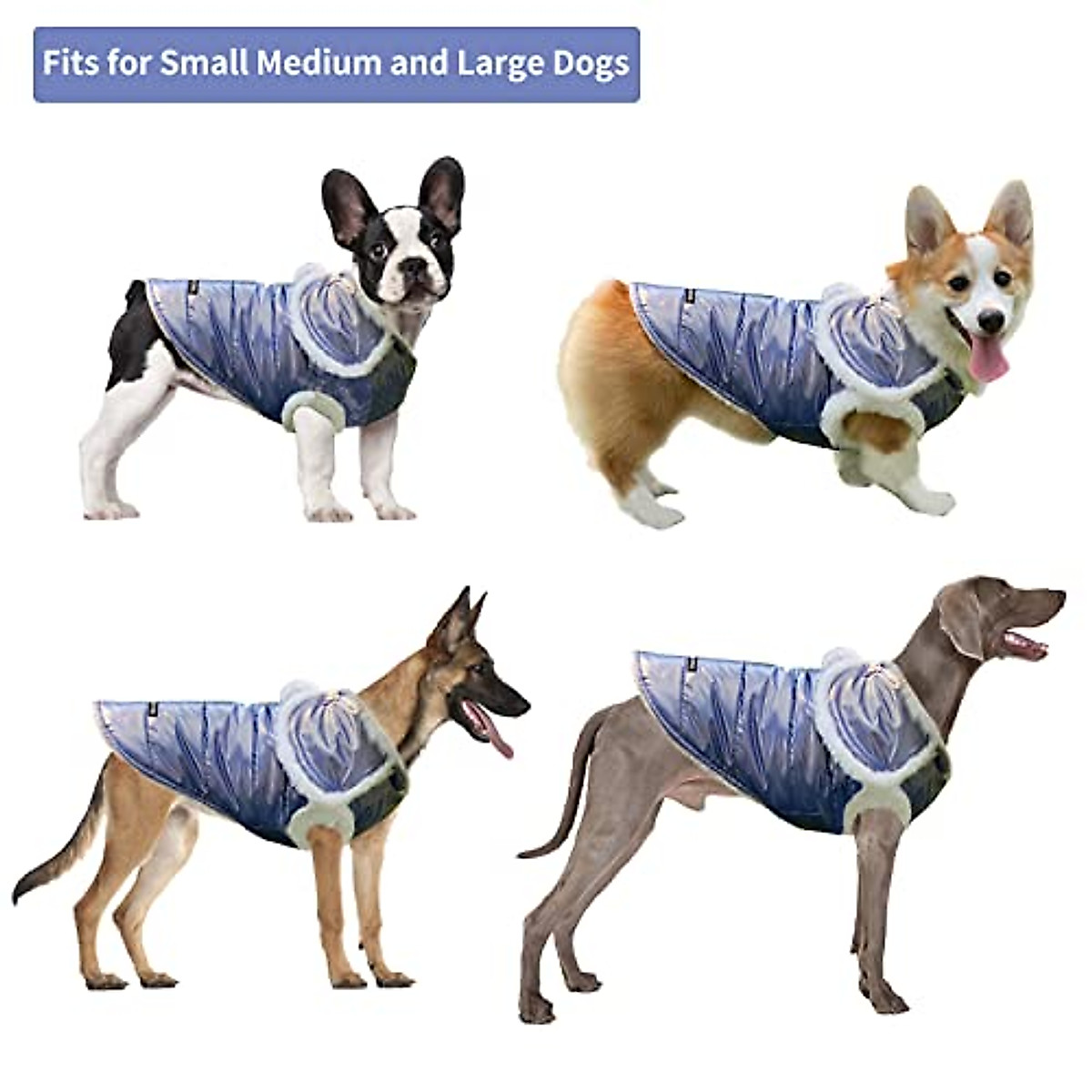 AIITLE Padded Vest Dog Jacket - Windproof Waterproof Cold Weather Dog Coat - Warm Dog Vest Fleece Jacket with Leash Hole - Dog Clothes for Small Medium Large Dogs Boy Girl for Everyday Use Blue XL