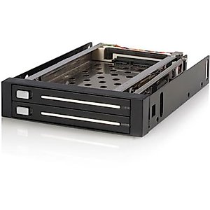 StarTech.com 2 Drive 2.5in Trayless Hot Swap SATA Mobile Rack Backplane - Dual Drive SATA Mobile Rack Enclosure for 3.5 HDD (HSB220SAT25B),Black