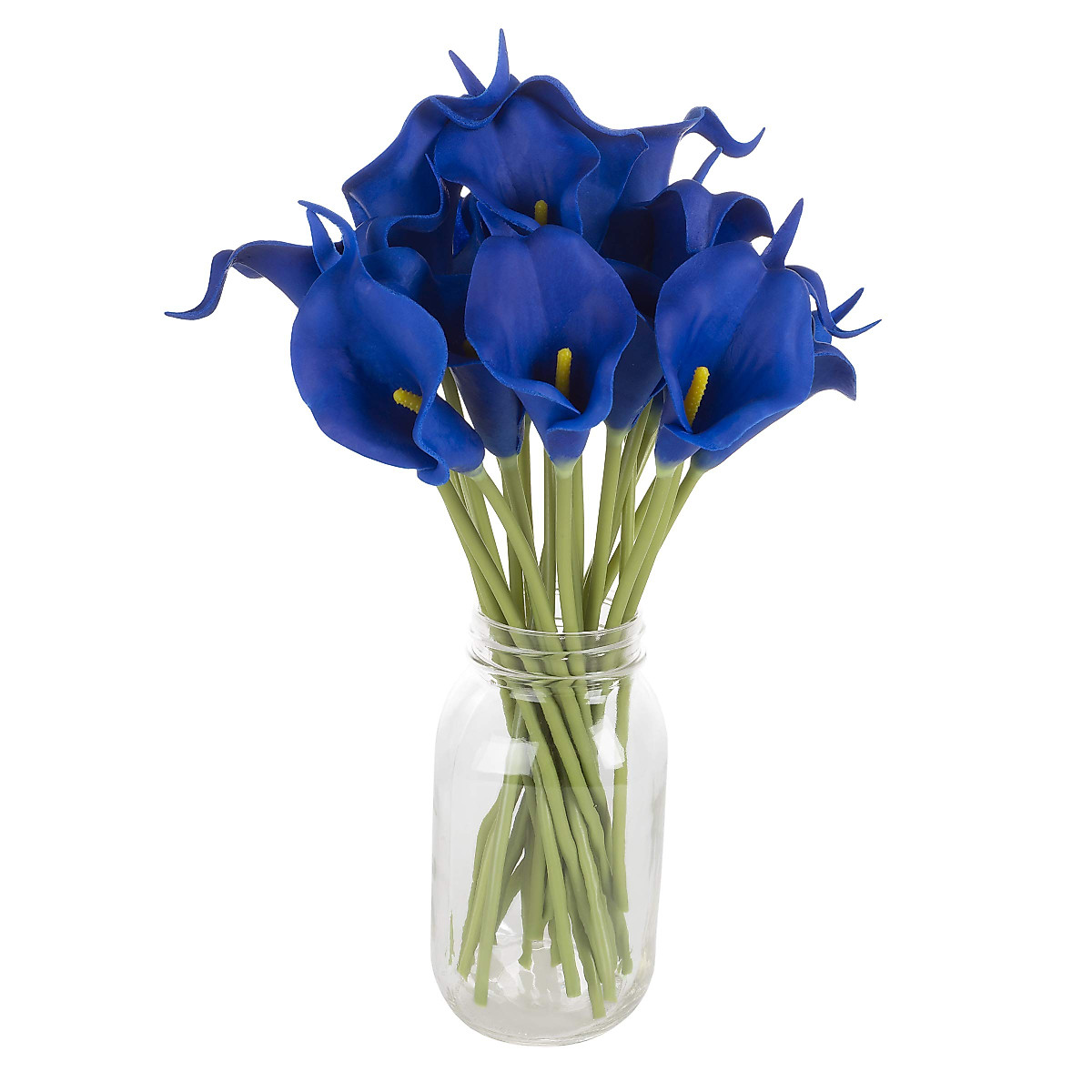 Pure Garden Artificial Calla-Lily with Stems - Real Touch Fake Flowers for Home Décor, Wedding, Bridal/Baby Shower, More- 24 Pc Set (Royal Blue)