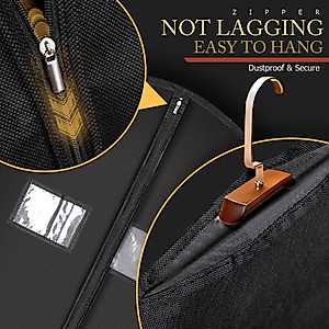 Hleelomi 5 Pack 40-inch Suit Bag Garment Bag for Travel and Storage, Garment Bags for Hanging Clothes with Zipper and Visible Transparent Window, Black