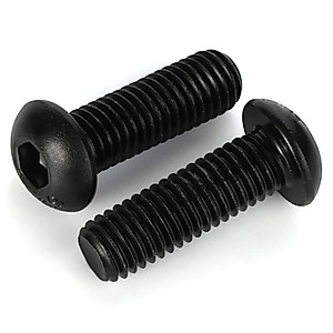 1/4-20 x 3/4" Button Head Socket Cap Screws, Allen Socket Drive, Black Oxide, Alloy Steel Class 10.9, Fully Threaded, Machine Thread, 25 PCS
