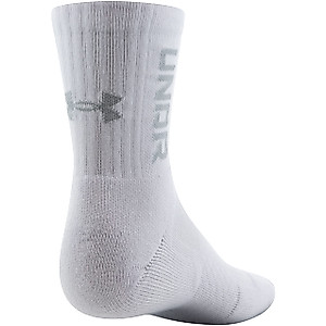 Under Armour Standard 3-Maker Mid-Crew Socks, 3-Pairs, White, Large