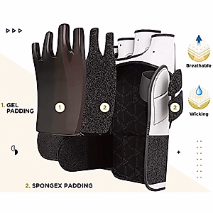 RDX MMA Gloves Sparring Martial Arts Grappling Cowhide Leather Training UFC Cage Fighting Combat Punching Bag Gel Mitts,Black,Small