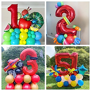 Red 5 Number Balloons,40 Inch 5 Balloons Foil Mylar Helium Big Red 5 Balloon Number for Birthday Party Anniversary Decorations