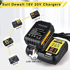 DTK 2Pack 6.0Ah Battery Replacement for Dewalt 20V Battery DCB200 DCB203 DCB204 DCB206 20V Lithium Batteries