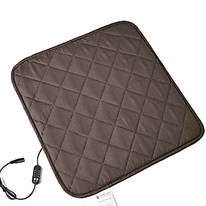 STONECREST Heated Seat Cushion Pad, Breathable Comfort Universal Seat Covers, Seat Protectors (Faux Leather, 12V-Fawn Grey)