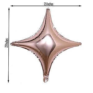 TABLECLOTHSFACTORY 3 Pack 23" Rose Gold Aluminum Foil Star Shape Balloon Wholesale 4 Point Quadrangle Mylar Balloons