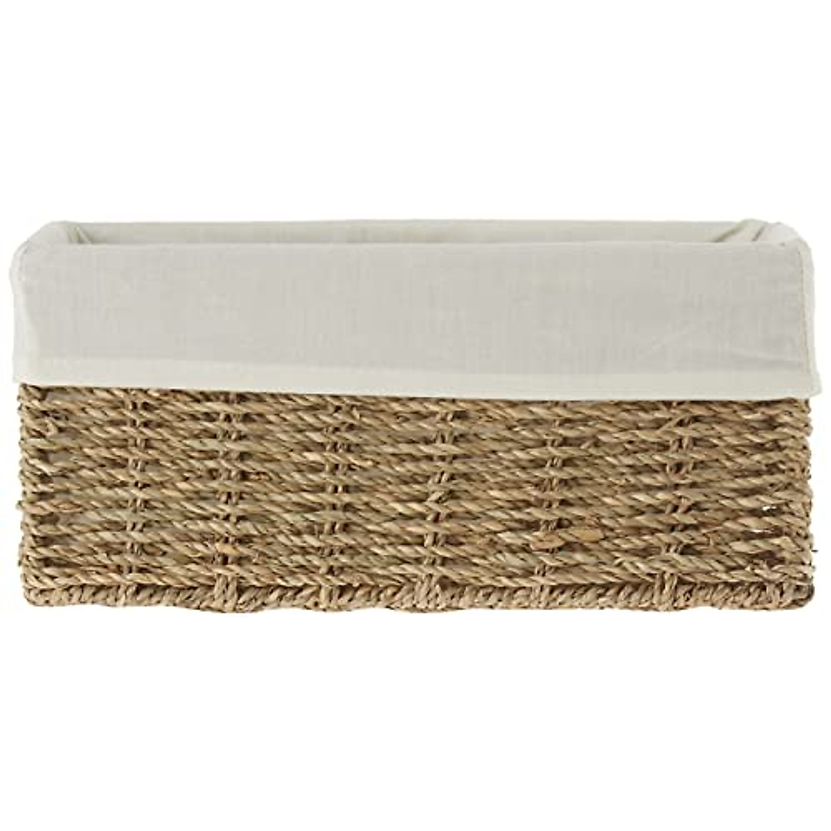 Vintiquewise(TM Seagrass Shelf Basket Lined with White Lining (Pack of 2)