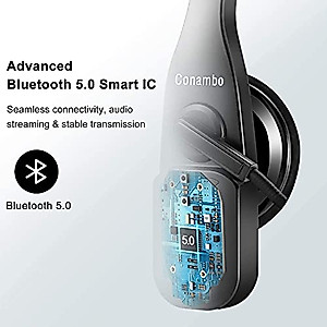 Bluetooth Headset with Microphone,Trucker Bluetooth Headset with Noise Cancelling,22Hrs Call Time,V5.0 Wireless Headset with Mute Button,On Ear Headphones for Cell Phones Business Office