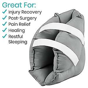 Xtra-Comfort Heel Protector Cushion (Pair) - Foot Boot for Swollen Feet, Sore Ankles, Pressure Ulcers, Sleeping and Recovering Post Surgery - Elevator Leg Rest Protection for Pain Relief - Washable