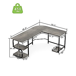 Teraves Reversible L Shaped Desk with Shelves 69“ Corner Computer Desk Gaming Desk Workstation for Home Office