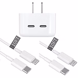 iPhone Fast Charger, 40W Dual USB-C Quick Wall Charger[Apple MFi Certified] 2 Pack 10FT Extra Long Lightning Cable+Double Port Foldable USBC Charger Fast Charging for iPhone 14/13/12/11/XR/XS/SE/iPad