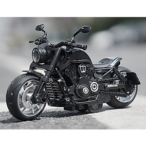Gilumza Pull Back Motorcycles Toy, Moto Gift with Music Lighting, Wolverine Motorcycle Toys for Boys Kids Age 3-12 Year Old (Black)