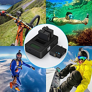 3 Pack Replacement Battery for Gopro Hero 8 Quick Charger Accessories with Digital Monitor 1800mAh Batteries Compatible with GoPro Hero 8 Black Hero 7 Black Hero 6 Black Hero 5 Black