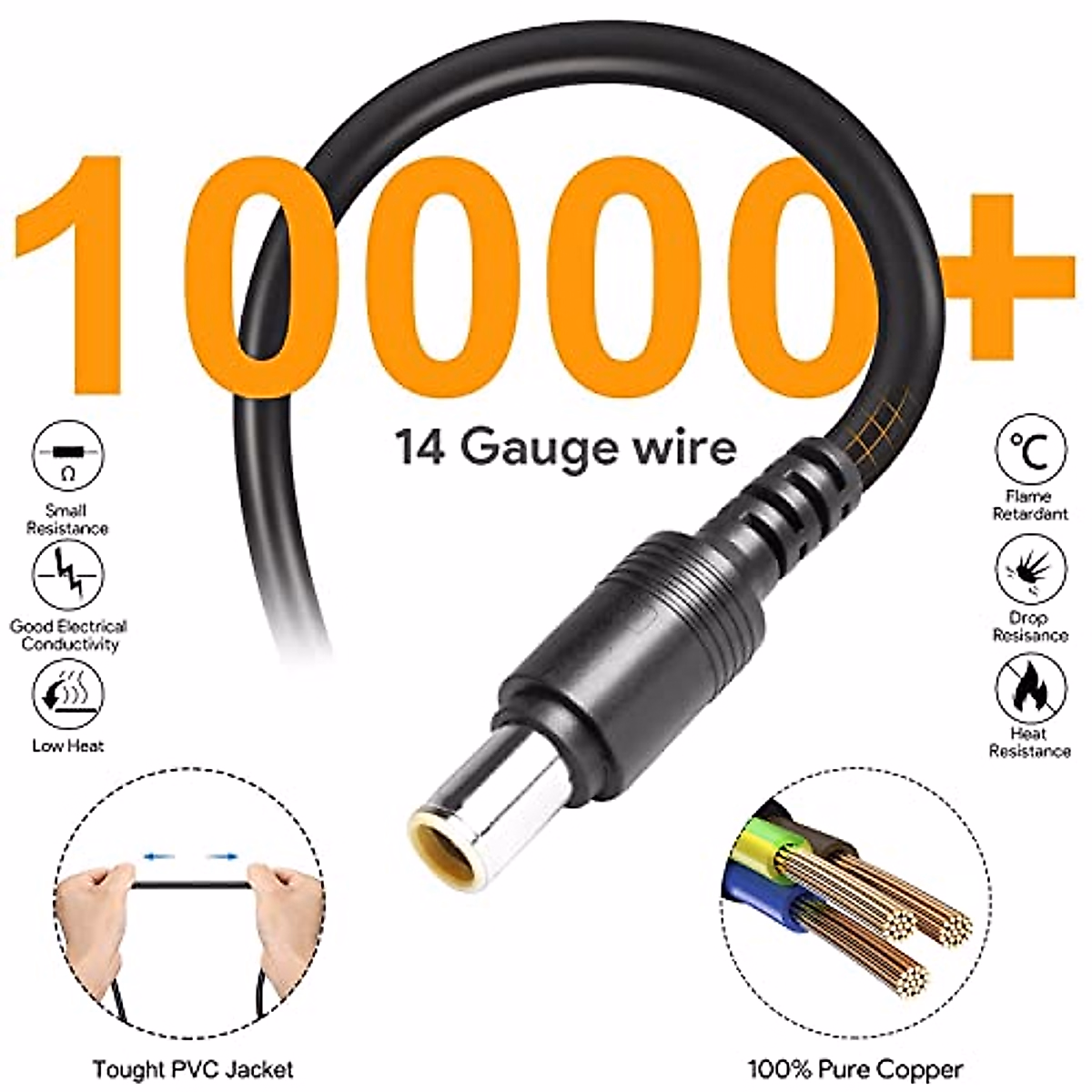 MJPOWER 20Ft Jackery Extension Cable 14AWG 6M 8mm DC Power Plug fit Between Jackery SolarSaga 100W/60W Solar Panel and Jackery Portable Power Station Explorer 1000/880/500/300/240/160 Solar Generator