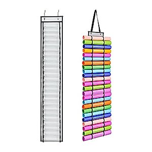 Vinyl Roll Holder, 24 Compartments Hanging Vinyl Storage Organizer Wall Mount Craft Organizers and Storage Foldable Vinyl Roll Storage Plastic Bag Holder Rack for Craft Room