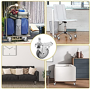 DBREAKS 3-Inch Stem Casters Wheels, Heavy Duty TPR Replacement Wheels, Set of 4 Swivel Rubber Wheel, Creeper Wheels with Locking Brakes and Sockets, for cart, Wire Shelving Racks, Workbench