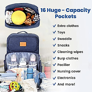 PILLANI Diaper Bag Backpack, Baby Bag for Boys & Girls,Diaper Backpack,Large Baby Diaper Bag for Mom & Travel w/Changing Pad