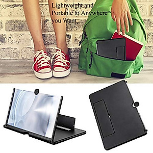 Screen Magnifier, Meirenda 14" Phone Magnifying Projector Screen Enlarger HD 3D Screen Magnifier for Cell Phone Smartphones Screen Amplifier Folding Screen Magnifier for Movies, Videos, Gaming(Black)