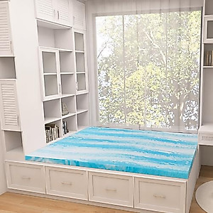 Hcore Mattress Topper California King - 4 Inch Gel Memory Foam Mattress Topper California King Size for Back Pain, CertiPUR-US Certified, Blue