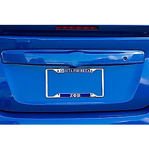 Zeta Phi Beta Sorority Crest Seal Metal License Plate Frame for Front or Back of Car Officially Licensed (Crest LP Frame)