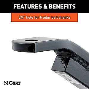 CURT 45510 Class 2 Trailer Hitch Ball Mount, Fits 1-1/4-Inch Receiver, 3,500 lbs, 3/4-Inch Hole, 3-1/8-Inch Rise