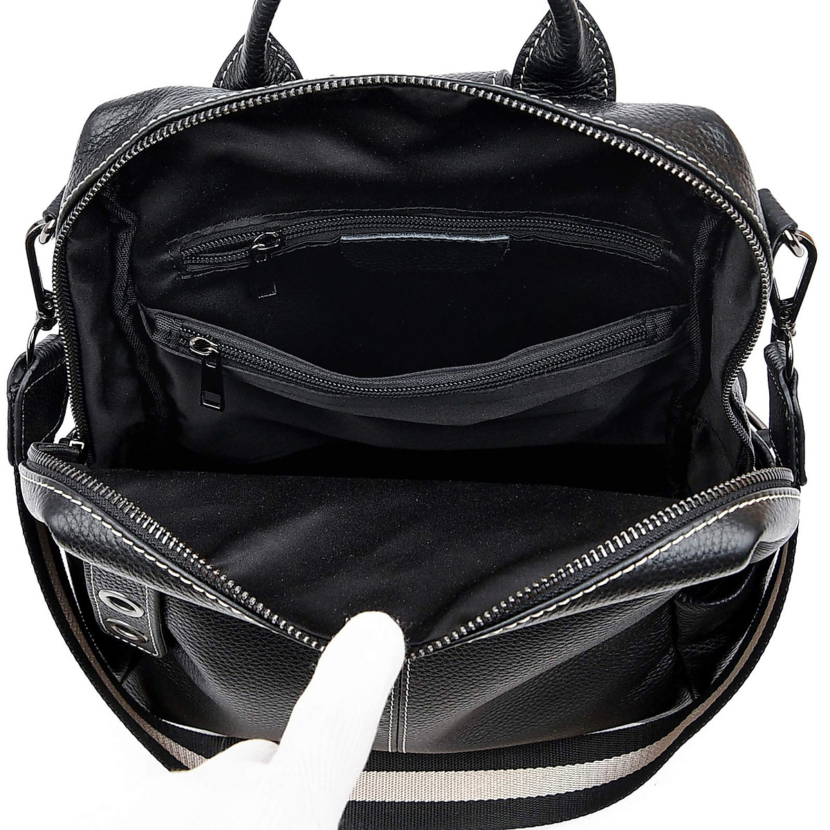 Maxoner Genuine Leather Small Womens Backpack Purse for Women Black Convertible Shoulder Handbag Travel Bag Satchel Rucksack Ladies Sling Bag (A Genuine Leather Black)