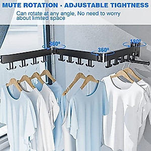 plainshe Wall Mounted Clothes Drying Rack,Laundry Drying Rack Wall Space Saver Clothes Rack,Retractable,Collapsible(Tri-Fold), for Balcony,Laundry,Bathroom