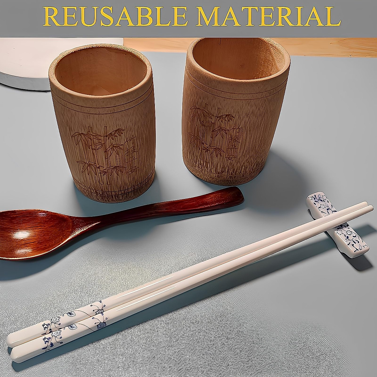 Chopstick Rest 5 Pairs Porcelain Chopsticks Holder For Countertop,Cute Chopstick Stand(Blue sunflower)