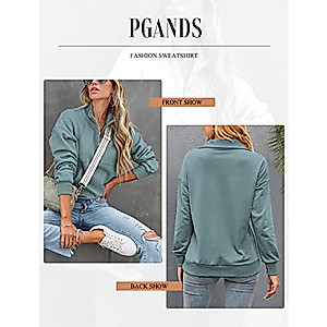 PGANDS Women's Casual Long Sleeve Half Zip Up Sweatshirt Hoodies Lapel Plain Stylish Loose Pullover Tops for Leggings